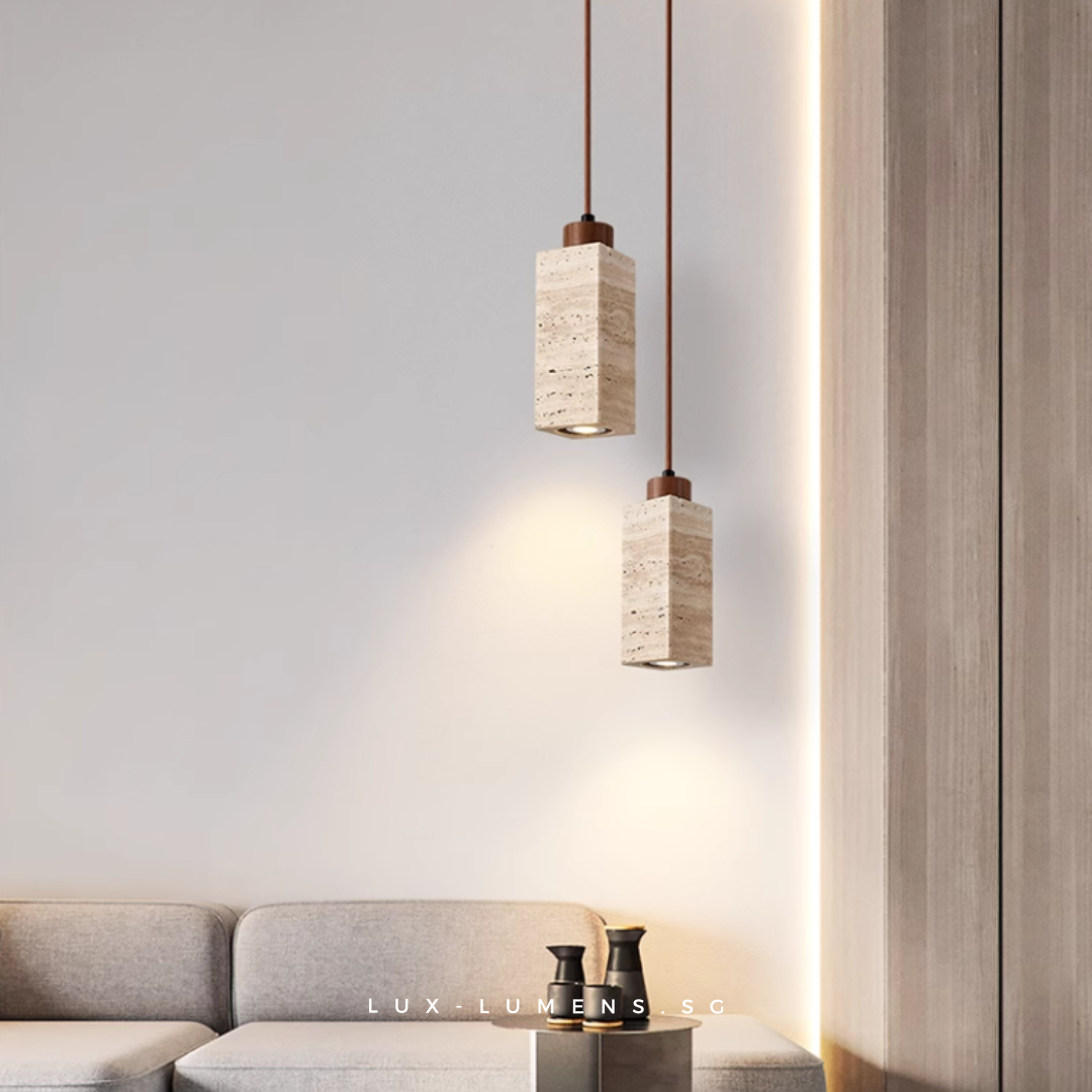 Oshi - Travertine Pendant Light – Lux-lumens